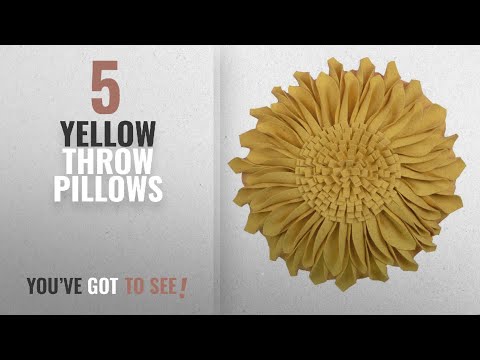 Top 10 Yellow Throw Pillows [Winter 2018 ]: JW Handmade 3D Sun Flowers Accent Pillows Round Cushions