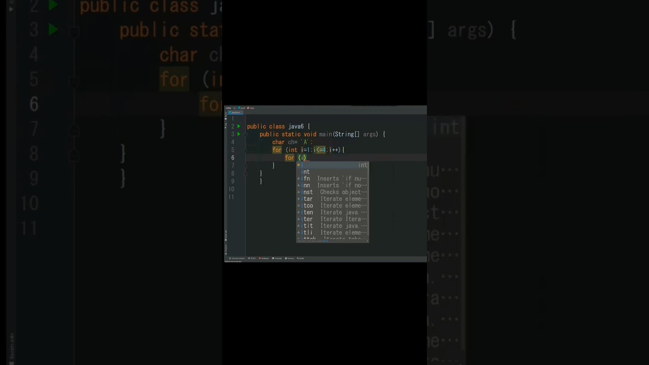 Alphabet pattern using for loop in Java with source code #java #javaprogramming #forloop #wecandoit