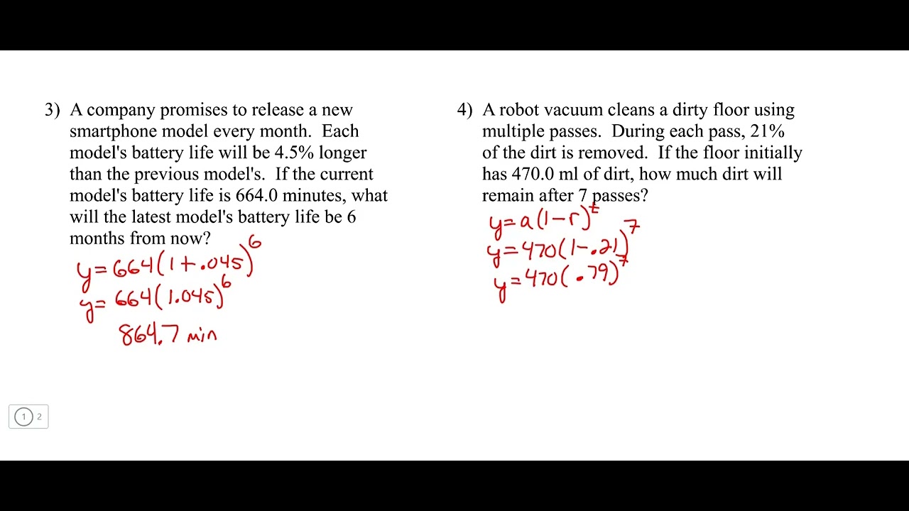 Exponential Growth and Decay (An Algebra Quiz Review)