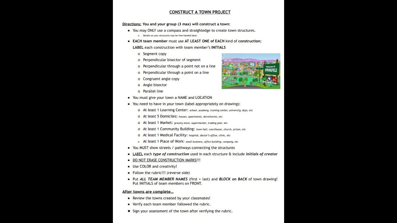 Geometric Constructions: Construct a Town Project