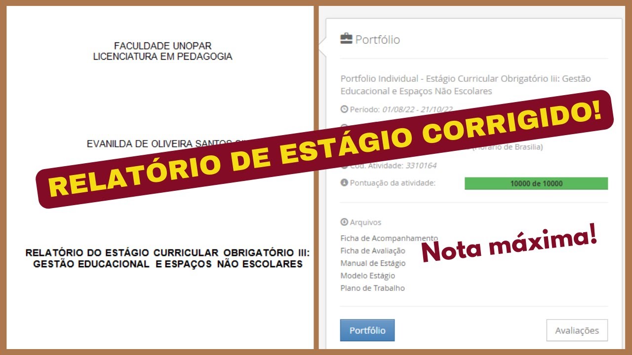 RELATÓRIO PRONTO tirei NOTA MÁXIMA! ESTAGIO UNOPAR| MODELO/DICAS