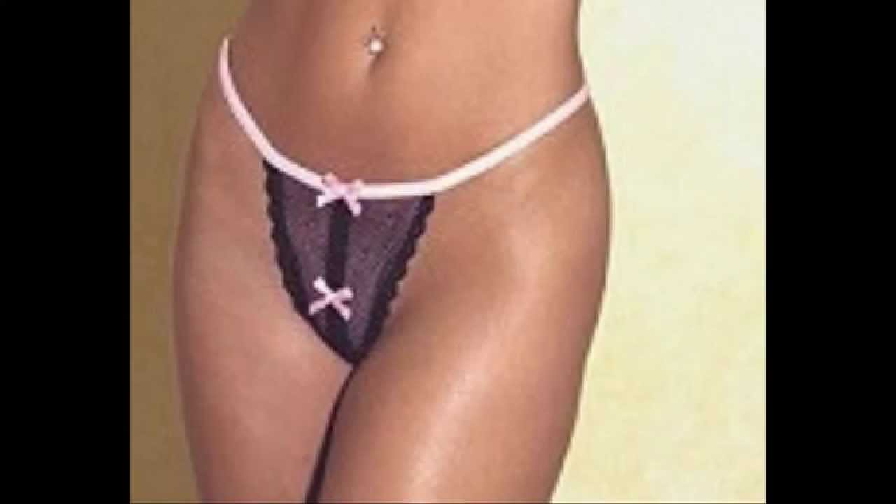 VenCouture Sexy Black with Pink Bow G-String Underwear