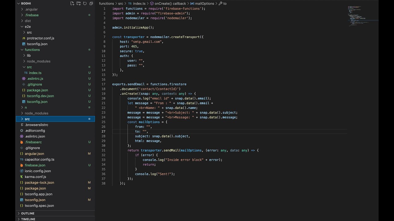 Send email through firebase functions #firebase #nodejs #angular #react #pega #Pegadev #pegahelp