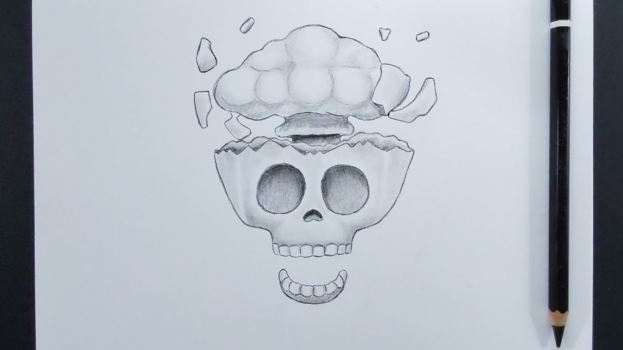 How To Draw Exploding Skull Emoji Meme Step By Step || Easy Drawing Tutorial