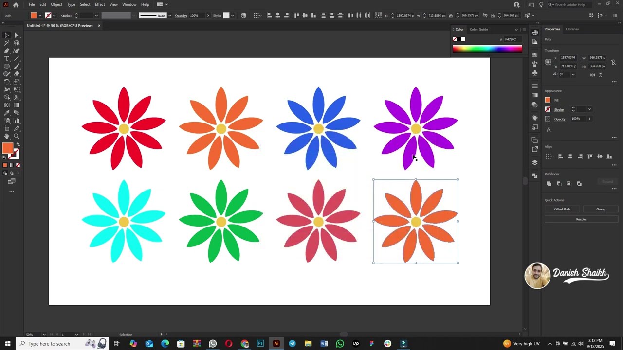 Step by Step Flower Design in Adobe Illustrator | Simple Vector Flowers Tutorial
