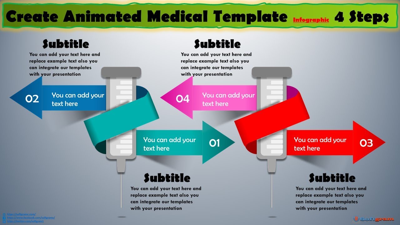 69.How to Create animated Medical Template infographic 4 steps