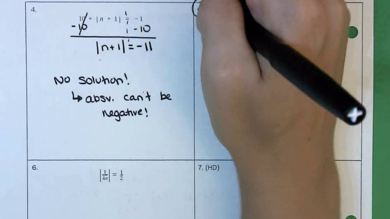 Algebra 1 - Notes #3: Absolute Value Linear Equations