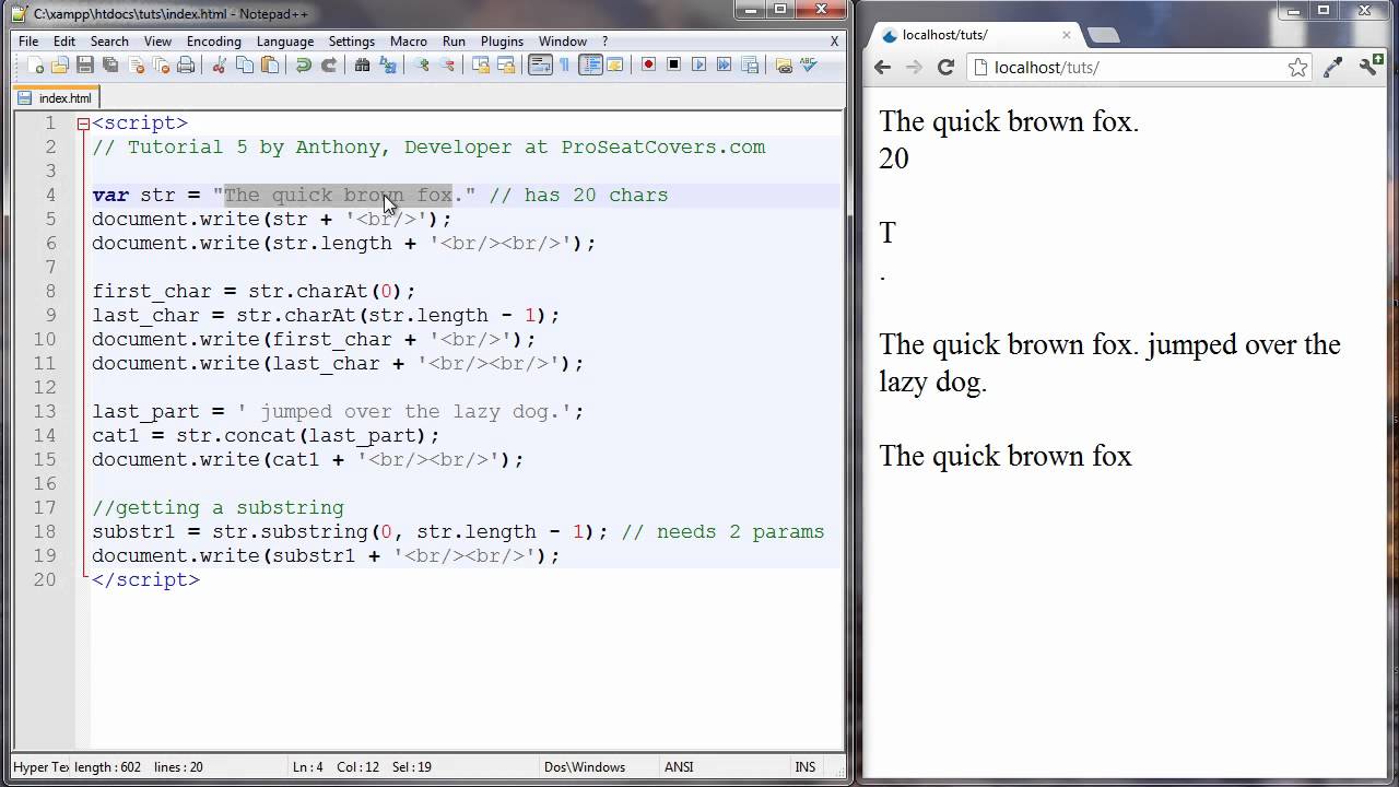 Javascript Tutorial 7 - Basic String Methods
