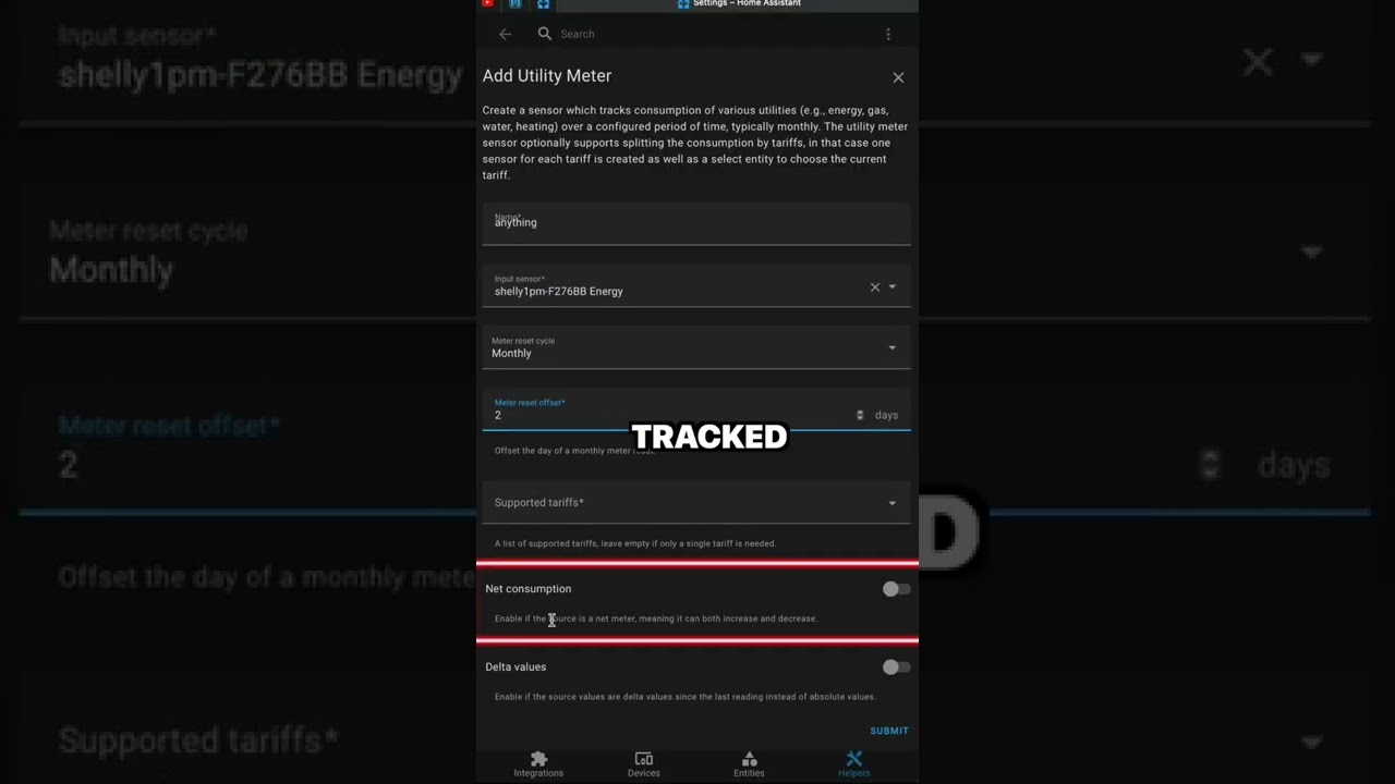 Utility Meter Helper in Home Assistant