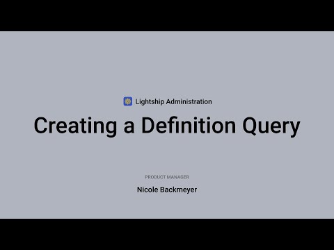 Admin: Creating a Definition Query