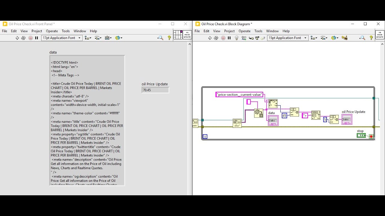 Read web page | Crude Oil Price update | Data Socket | LabVIEW