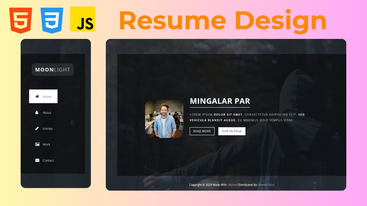 Build Professional Resume Using HTML , CSS & JavaScript