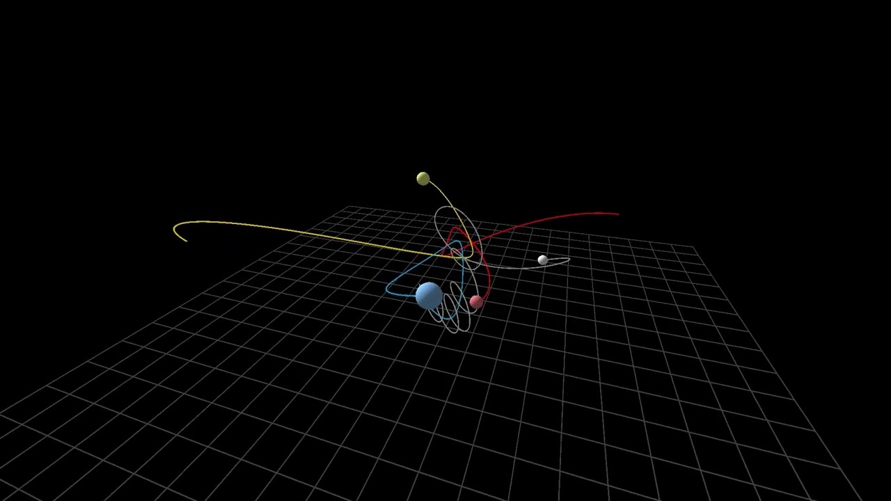 Three-body problem 3D simulation (with planet)