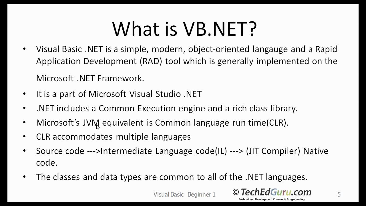 VB Beginner 1 - What is VB and What is .NET?
