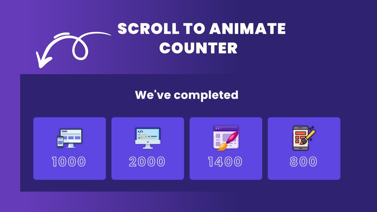 Responsive Counter up Animation on Scroll using HTML CSS & Javascript