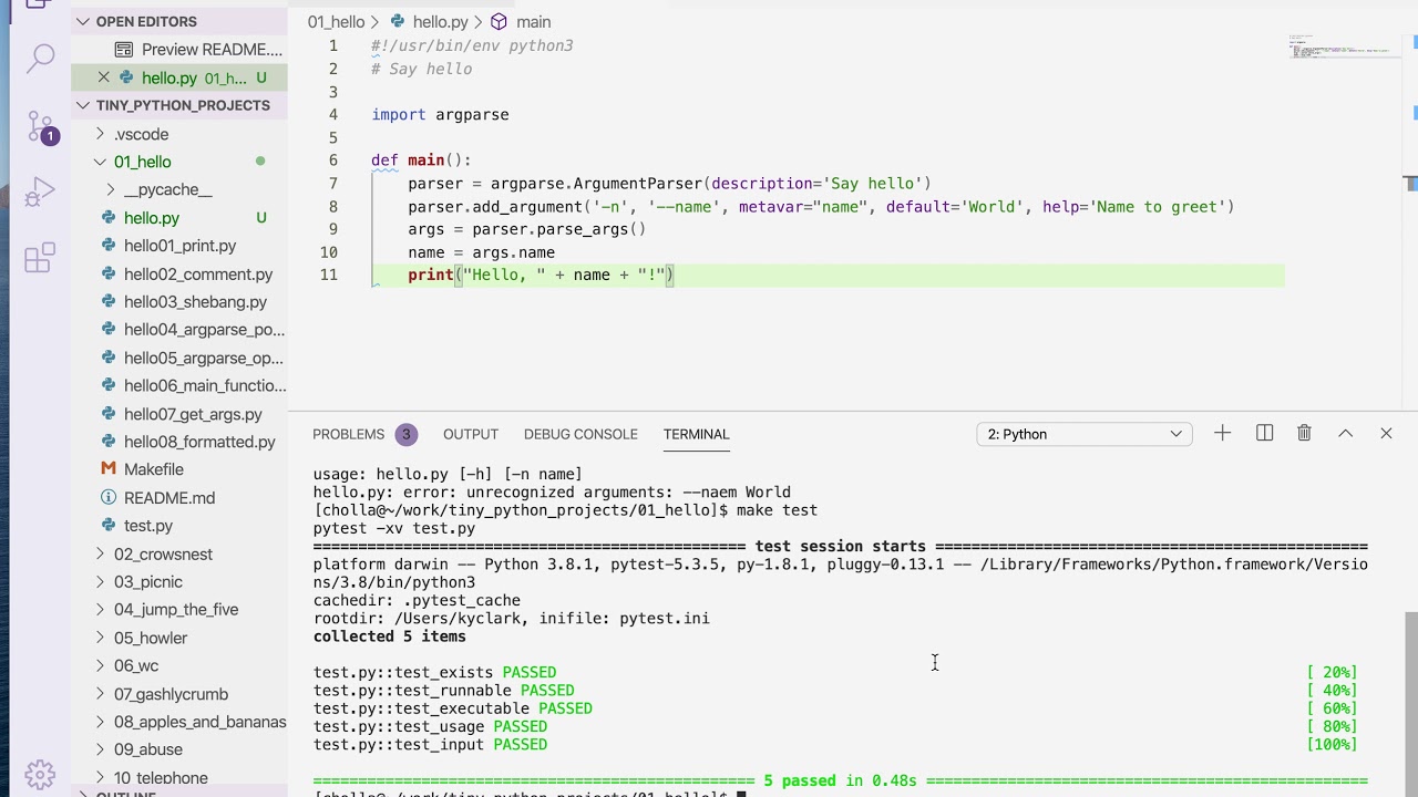 Tiny Python Projects: Ch 1 Pt 8 (adding a main)