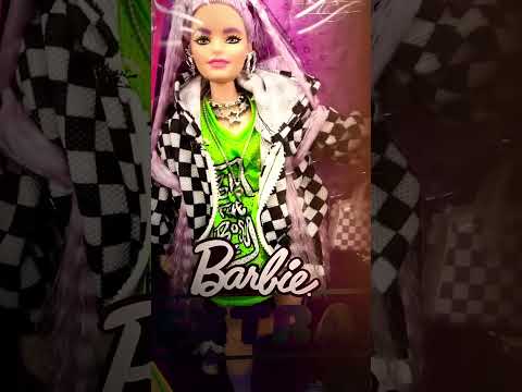Barbie Extra Doll in Jersey Dress & Oversized Checkered Jacket #shorts