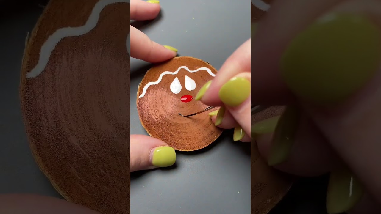 Rustic Gingerbread Man DIY Christmas Ornament Wood Slice Painting 🎨🪵🎄