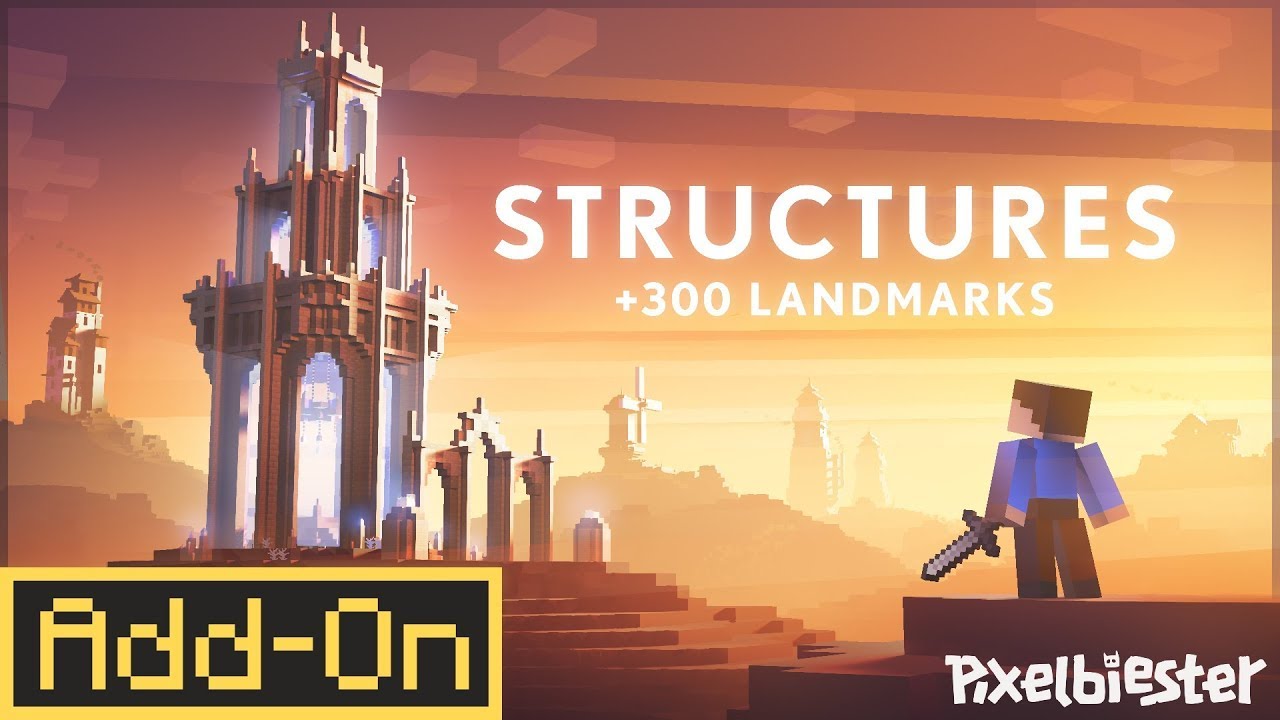 STRUCTURES ADDON REVIEW: 300+ New Structures in Minecraft! (Runes, Magic Sushi & More!)