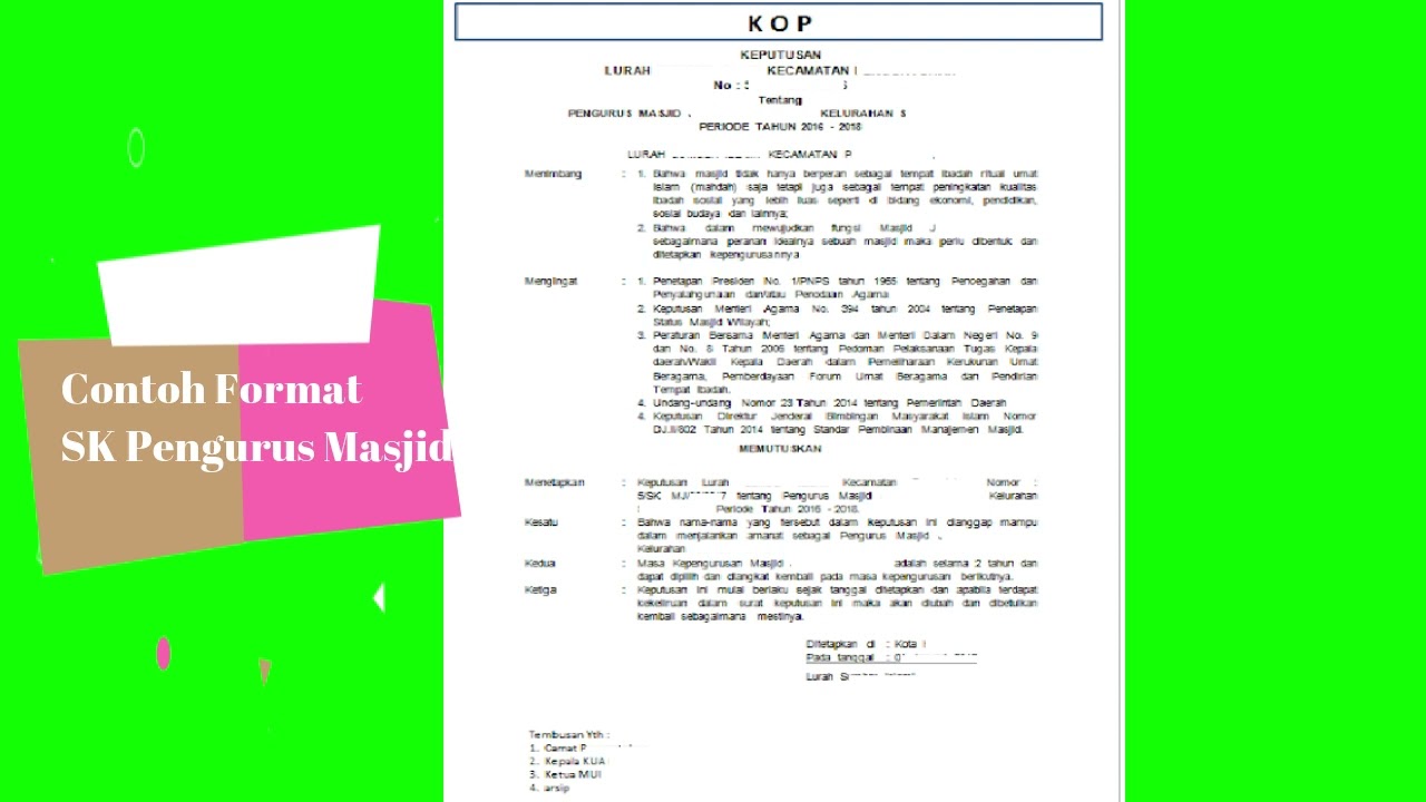 CONTOH SK PENGURUS MASJID
