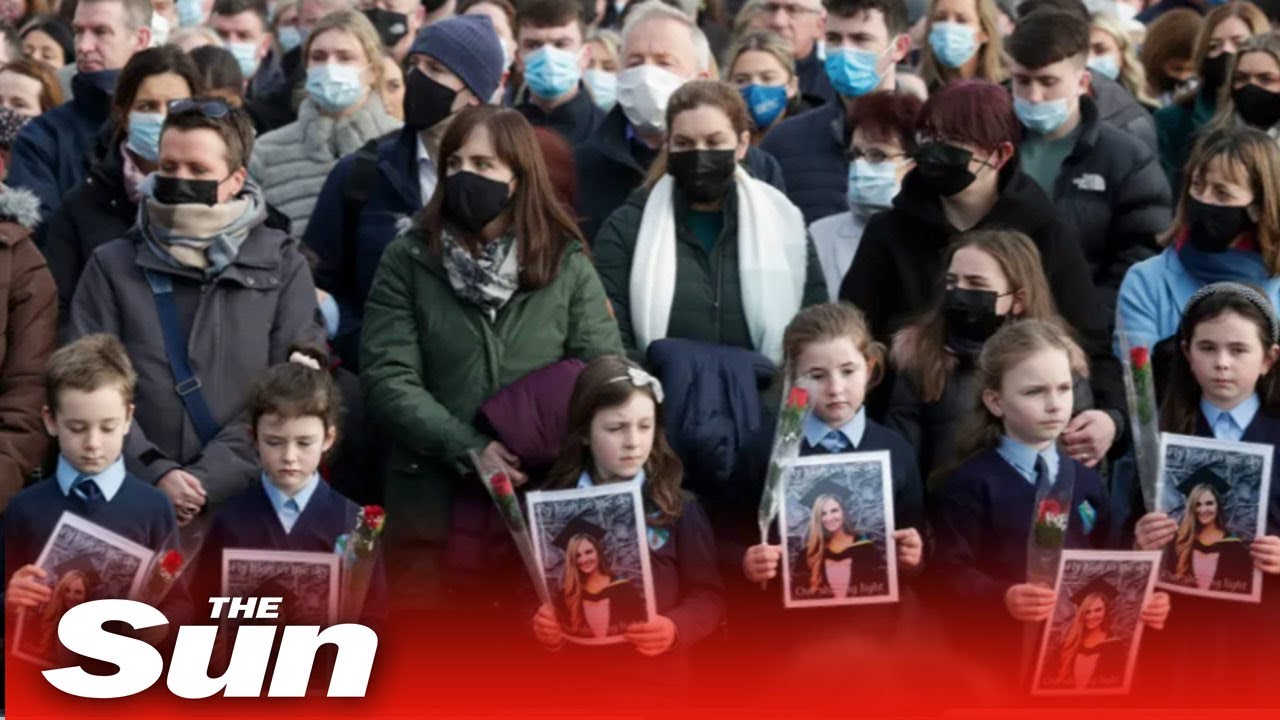 Ashling Murphy: Heartbreak as pupils hold murdered teacher’s photo at emotional burial