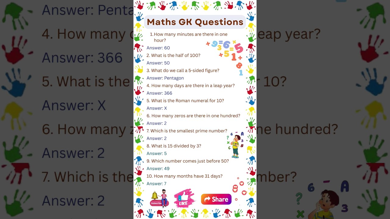 Gk Questions and Answers | Math Quiz | Math Quiz Questions and Answers | General Knowledge