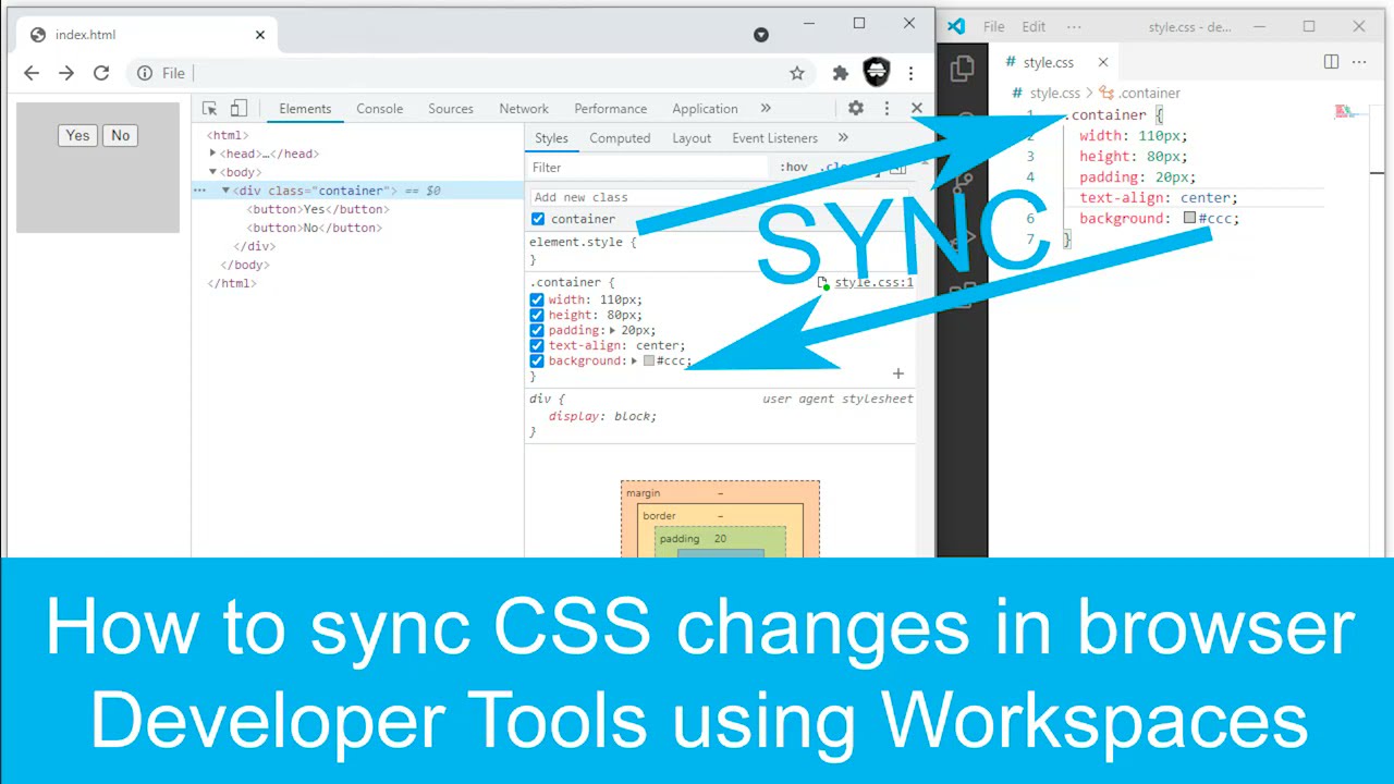 How to sync CSS changes in browser Developer Tools using Workspaces