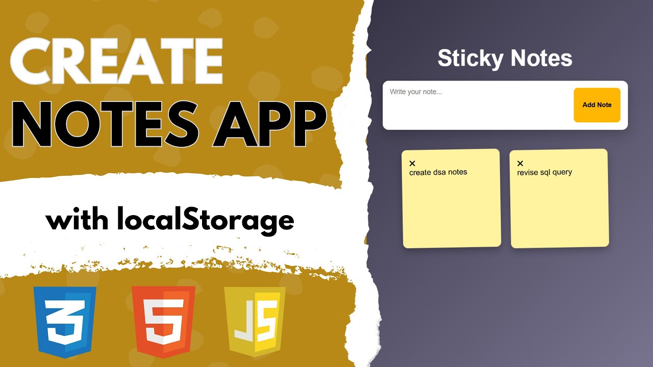 Notes App in JavaScript with LocalStorage | Beginner Friendly Project | Frontend | HTML JS CSS