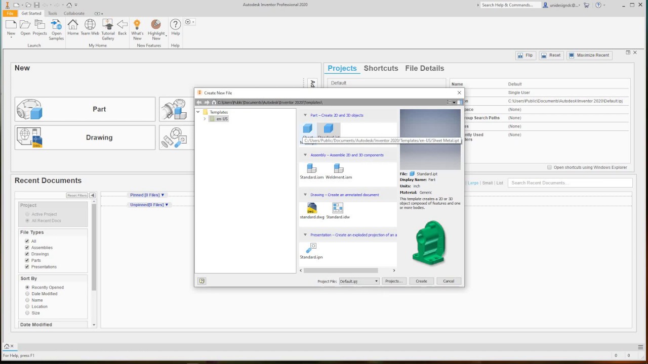 Inventor Basics User Interface