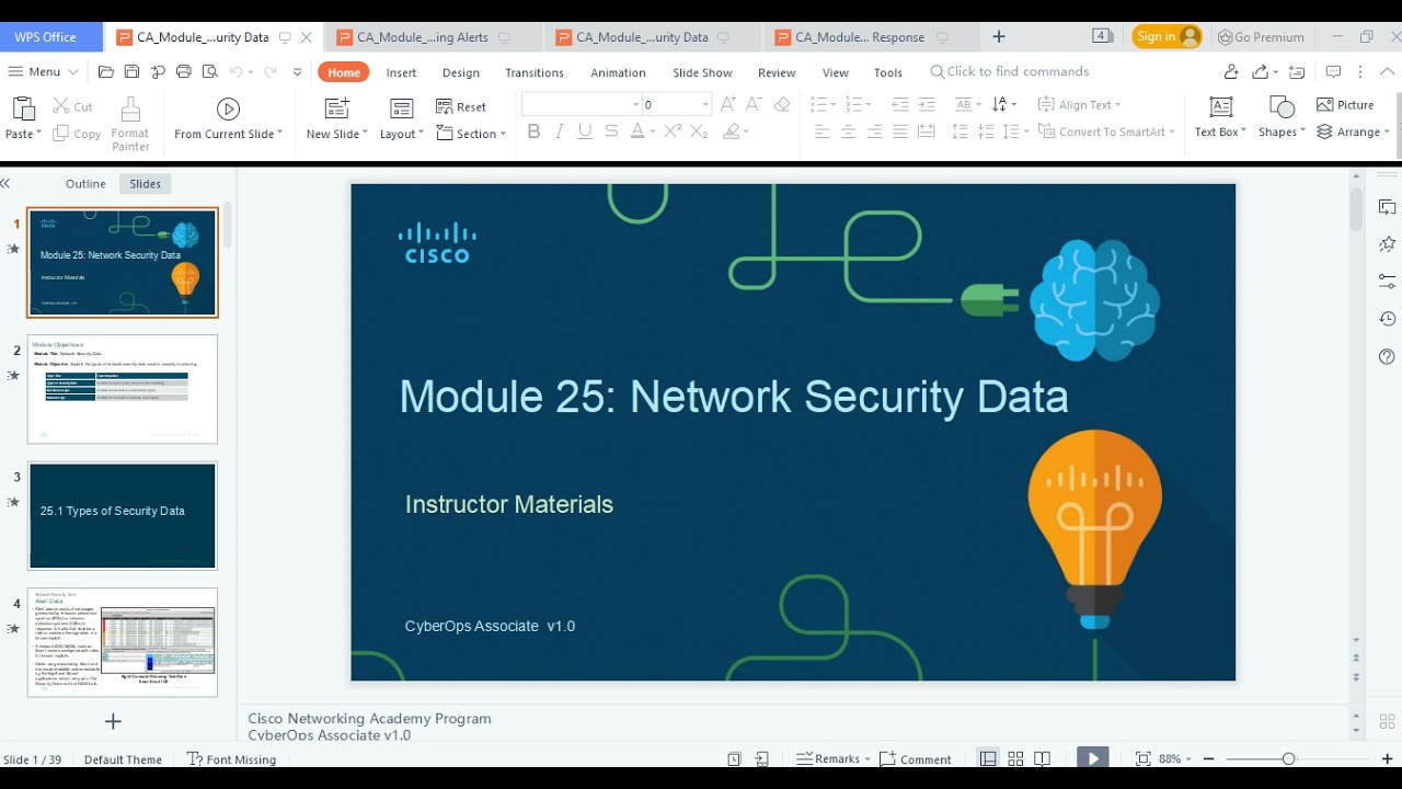 CISCO CyberOp Module 25: Network Security Data