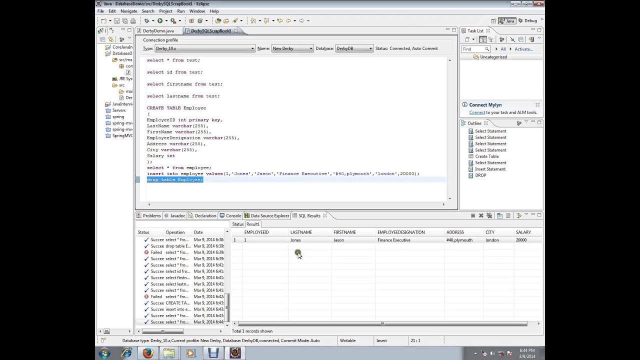 SQL DROP TABLE EXAMPLE