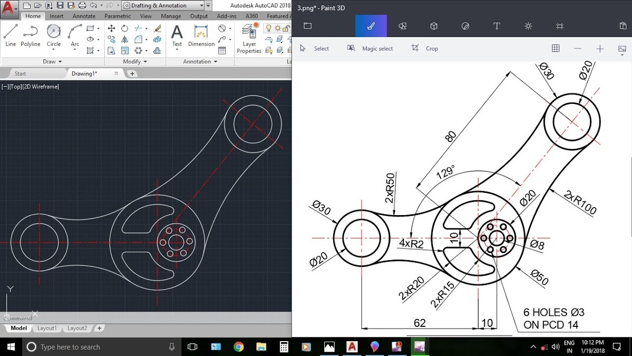 AutocAD 2D Practice Drawing / Exercise 3 / Basic & Advance Tutorial