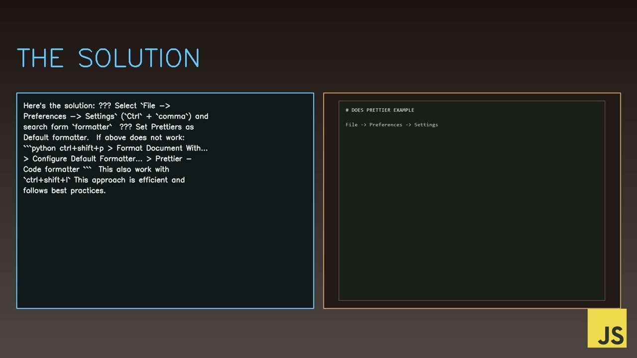 #Shorts Javascript Tutorial: Why does Prettier not format code in VS Code