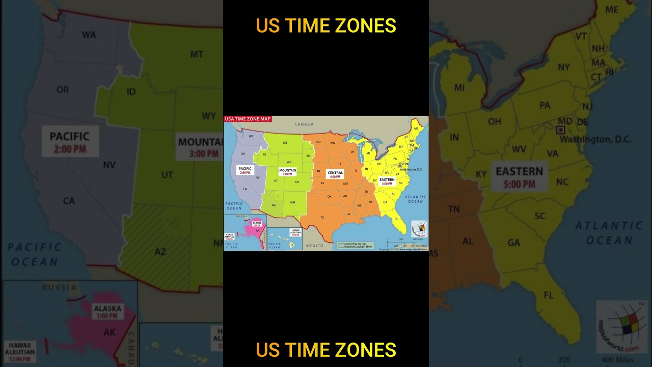 US TIME ZONES MAP, US Map with Time Zones