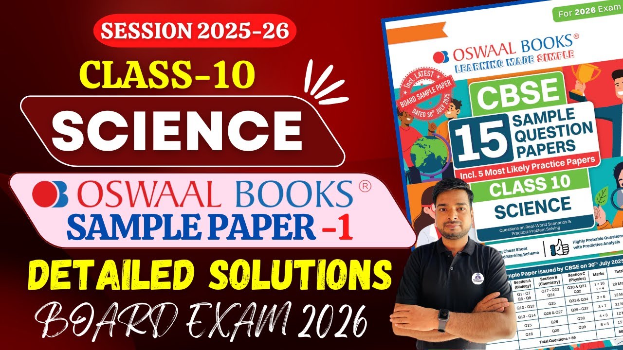 Oswaal Science Sample Paper 1 Class 10 CBSE Science Sample Paper Solutions Board Exam 2025