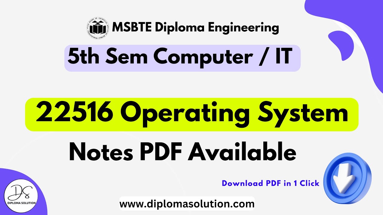 22516 Operating System Notes PDF | MSBTE Computer/IT Branch 5 Semester OS All Unit Notes PDF 🤩