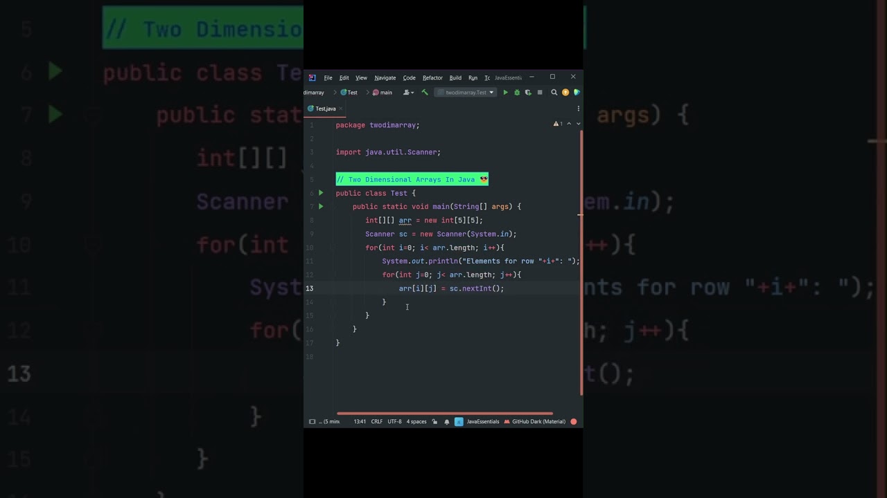 Two Dimensional Arrays in Java | #shortsvideo #education #shortsfeed