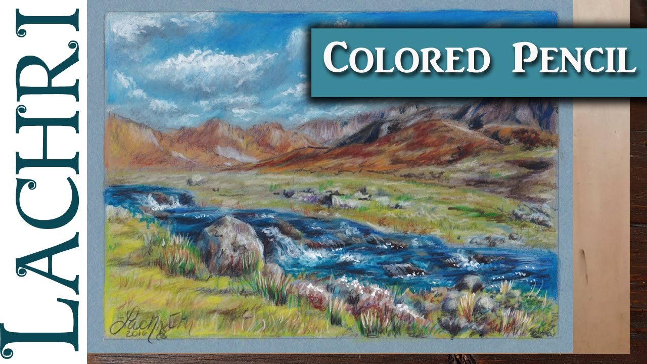 Colored Pencil Landscape on Mi-Teintes pastel paper w/ Lachri