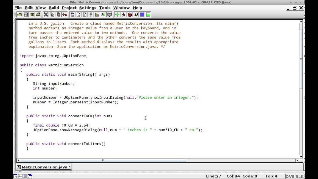 java chapter3 problem6 metric conversion