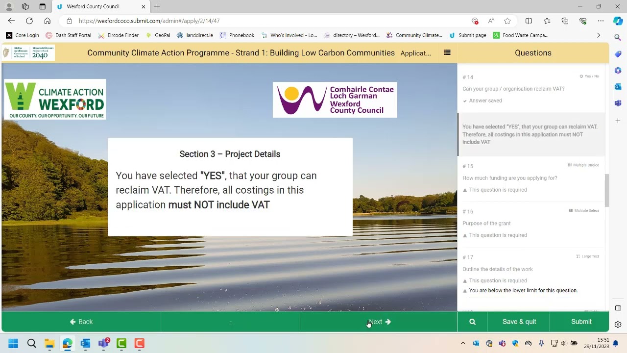 Community Climate Action Programme – Application Form Video Tutorial