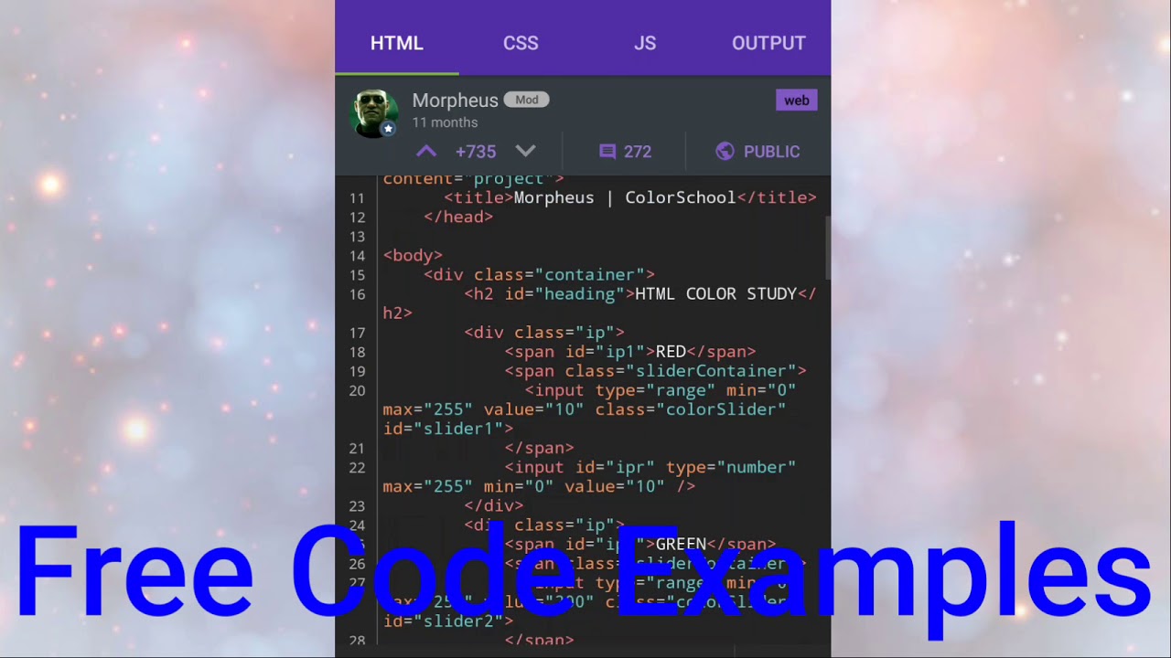 Free Code Examples HTML Color Selector