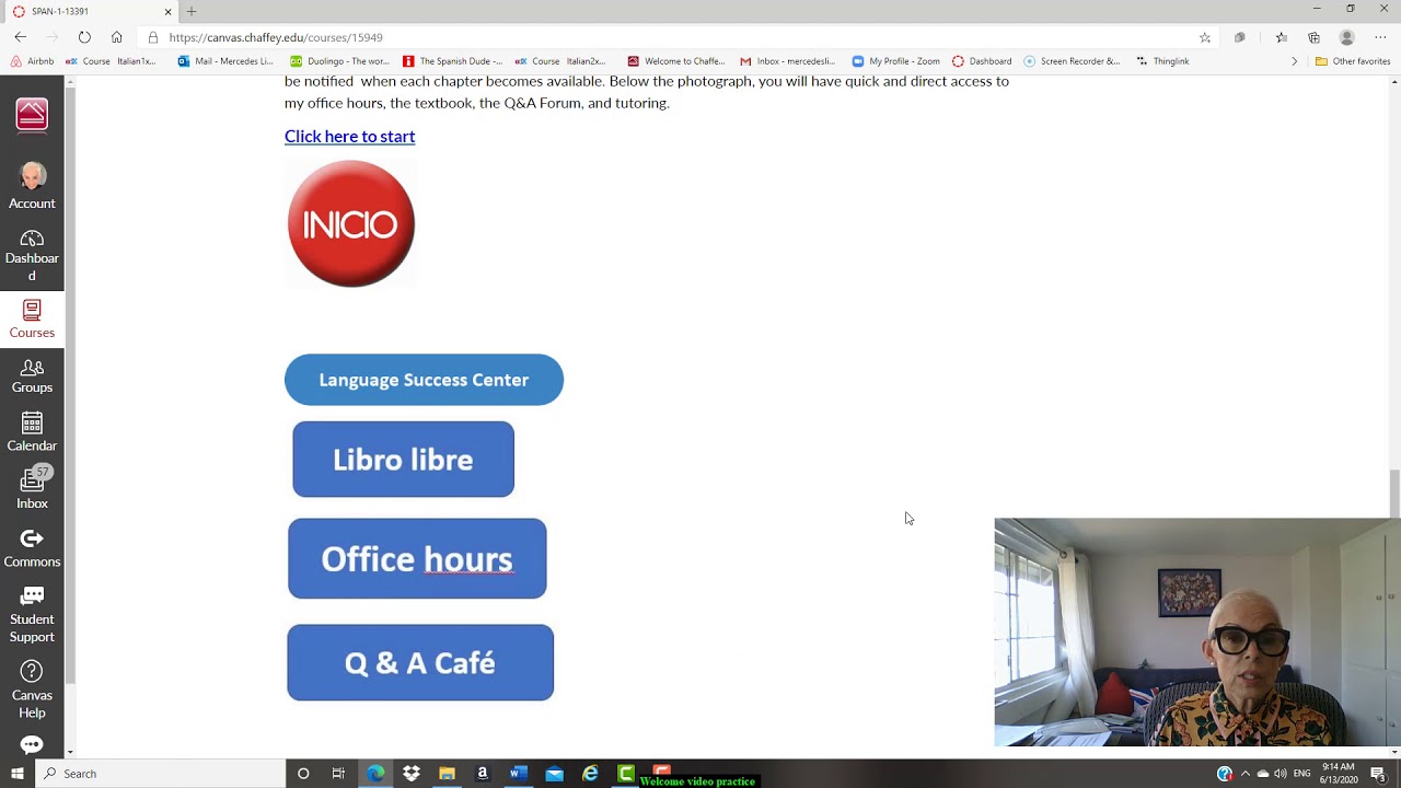 Instructions for Canvas spanish 1 2020