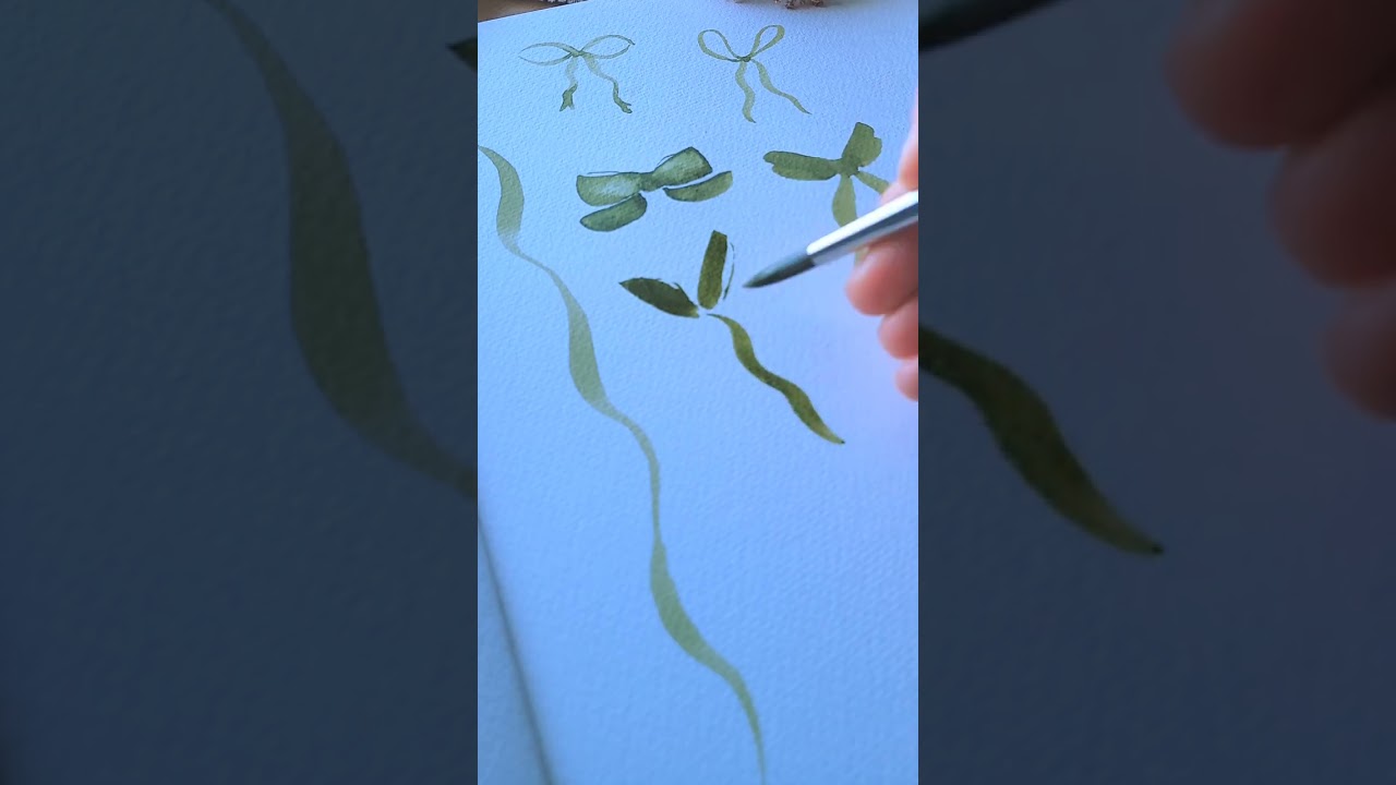 Watercolor Bows + Ribbons #artprocess #art #watercolor #pattern #bow