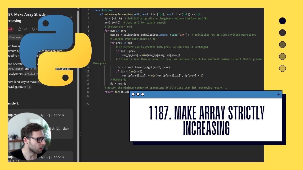 Make Array Strictly Increasing - 1187 Leetcode Daily Challenge Solving Using Dynamic Programming