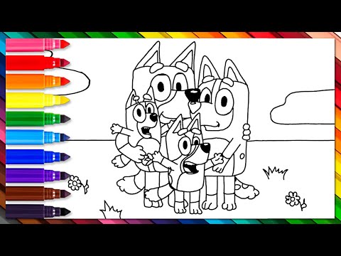Disegniamo La Famiglia Di Bluey Con Pennarelli E Brillantini! | Facile Tutorial Di Disegno!