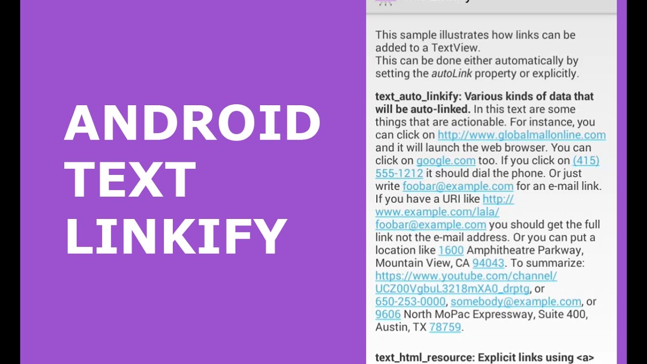 ANDROID TEXT LINKIFY