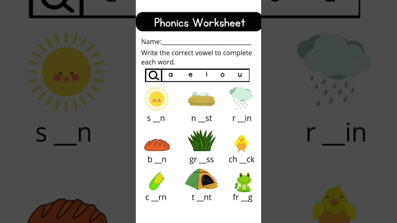 phonics worksheets#learn to use vowels a,e,i,o,u