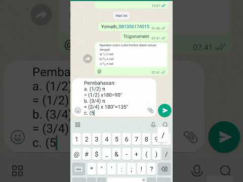 Nyatakan sudut-sudut berikut dalam satuan derajat:a.1/2 π rad. b. 3/4π rad. c. 5/6π rad_@yomath2023