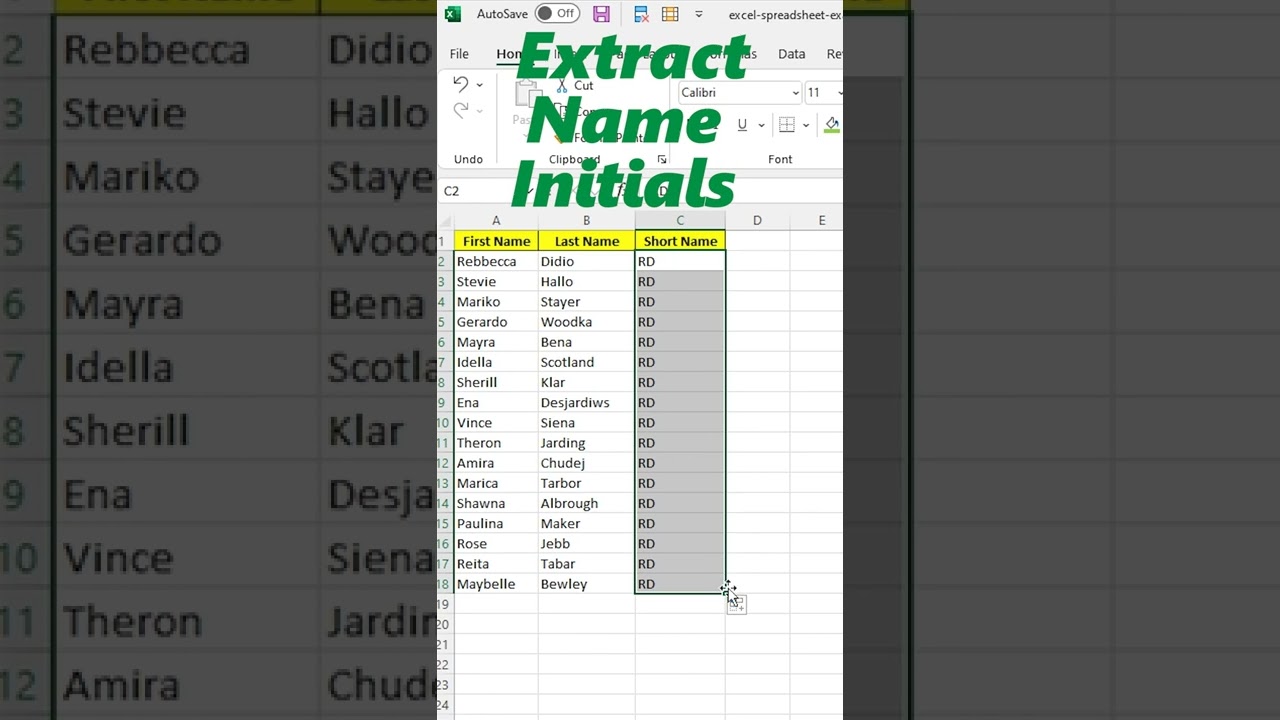 Extract Initials From Names In Excel - MS Excel