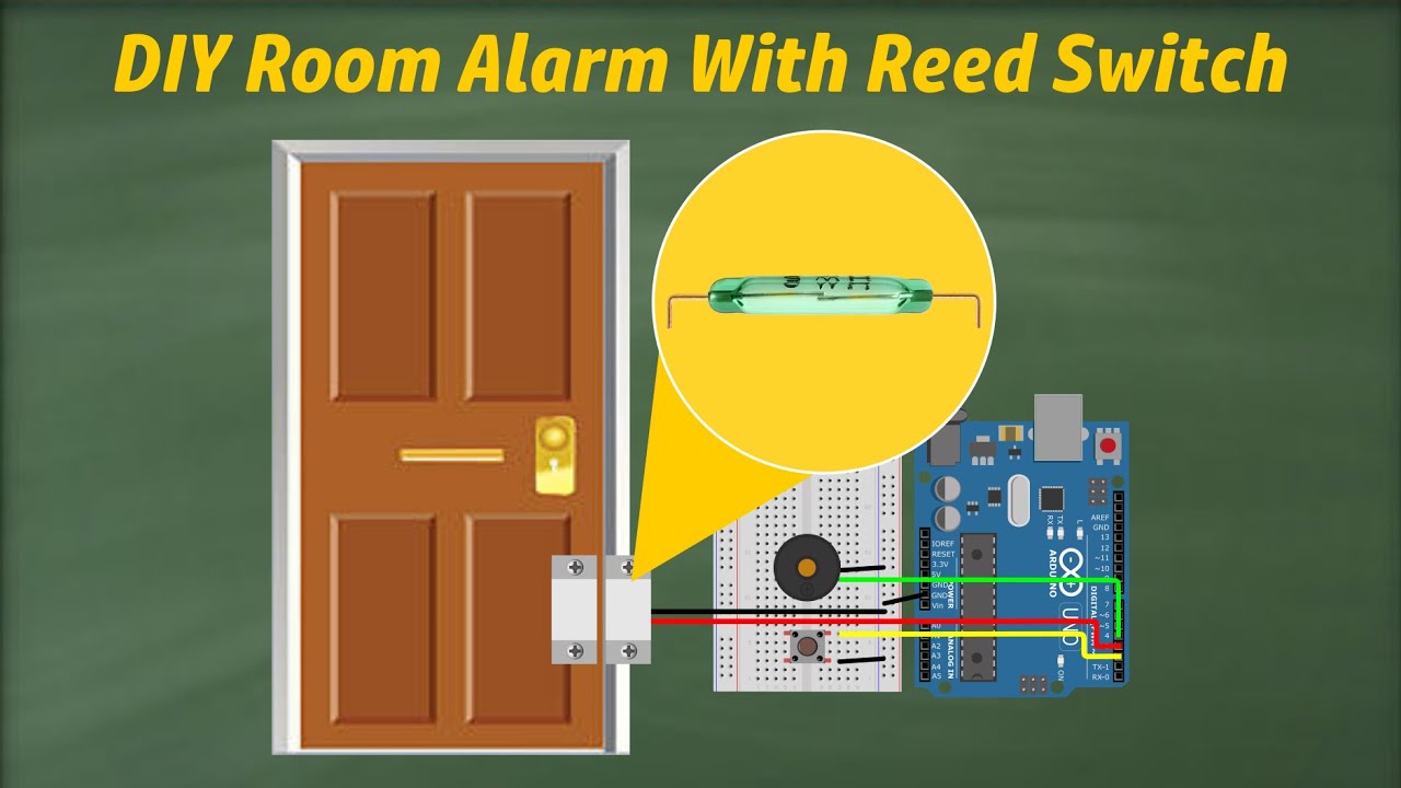 Lesson: 16 - How to Use Reed Switch with Arduino | DIY Door Security Alarm System